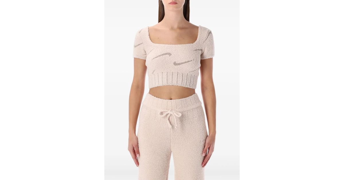 Nike Square-Neck Logo Top in Natural | Lyst UK