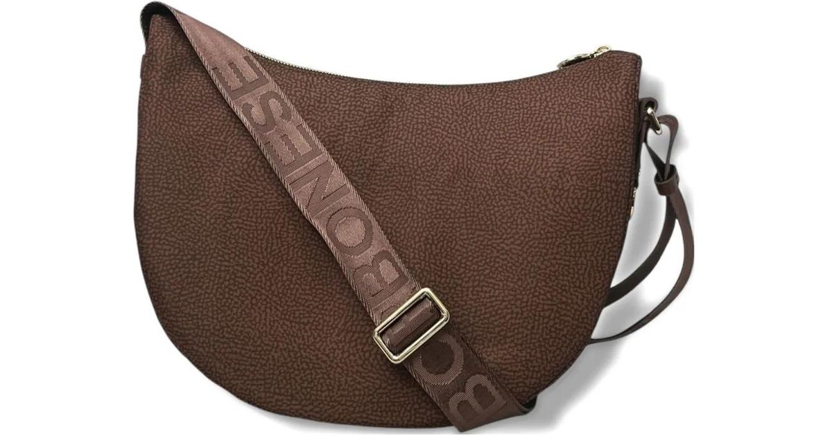 Borbonese Luna Zip Cross Body Bag in Brown | Lyst UK