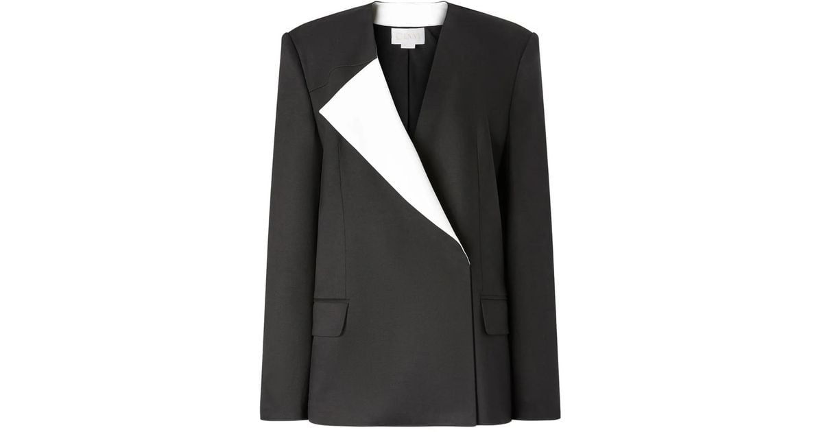 Genny Contrasting~Panel Blazer in Black | Lyst UK