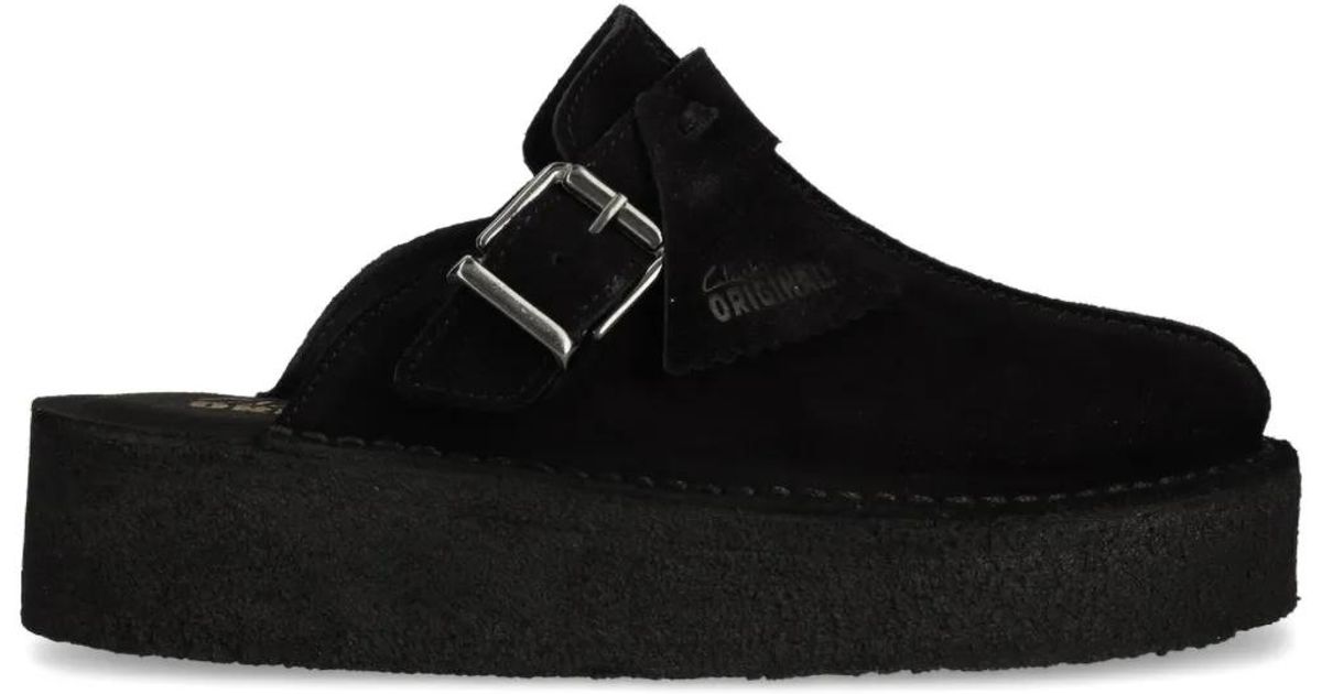 Clarks Trek Wedge Slippers in Black | Lyst