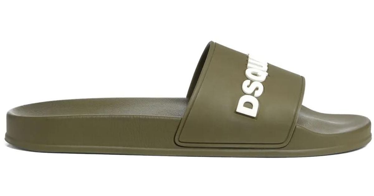 DSquared² Embossed-Logo Slides in Green for Men | Lyst