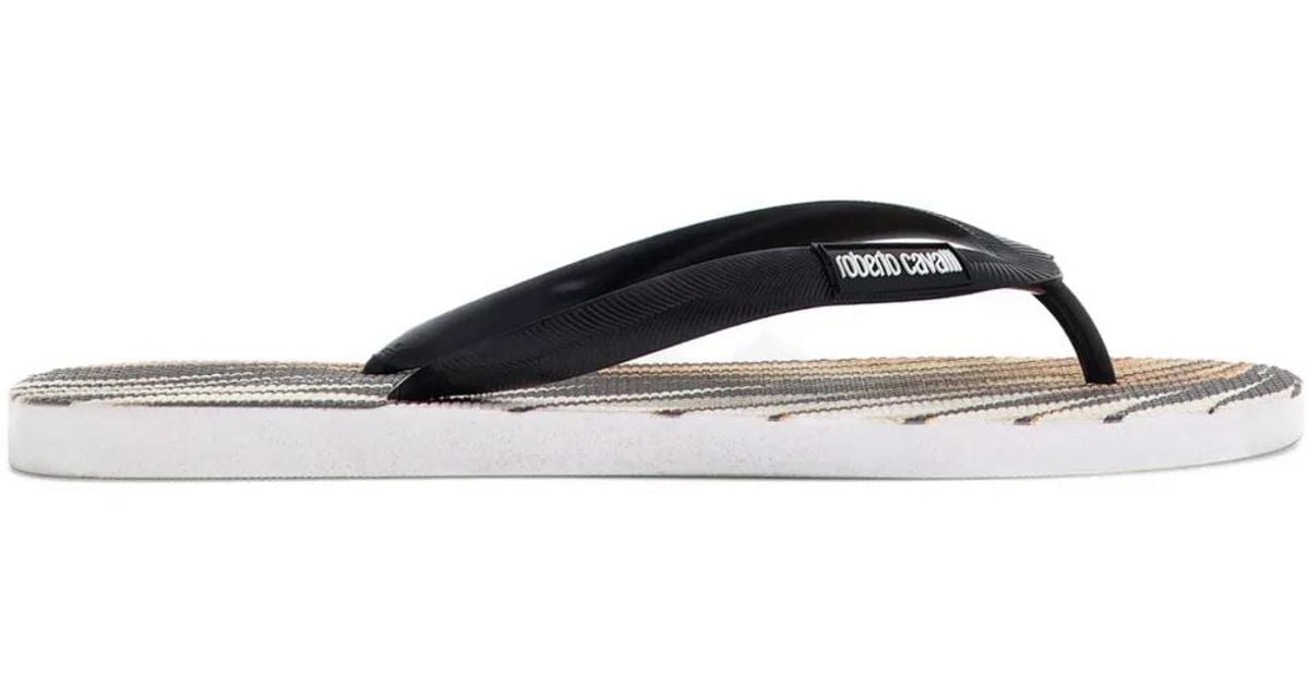 Roberto Cavalli Ray Of Print Flip-Flops in Black for Men | Lyst UK