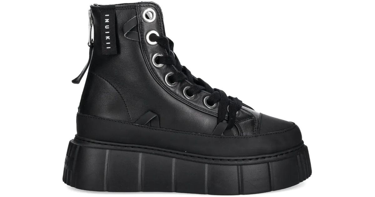 Inuikii Matilda Leather Sneakers in Black | Lyst UK