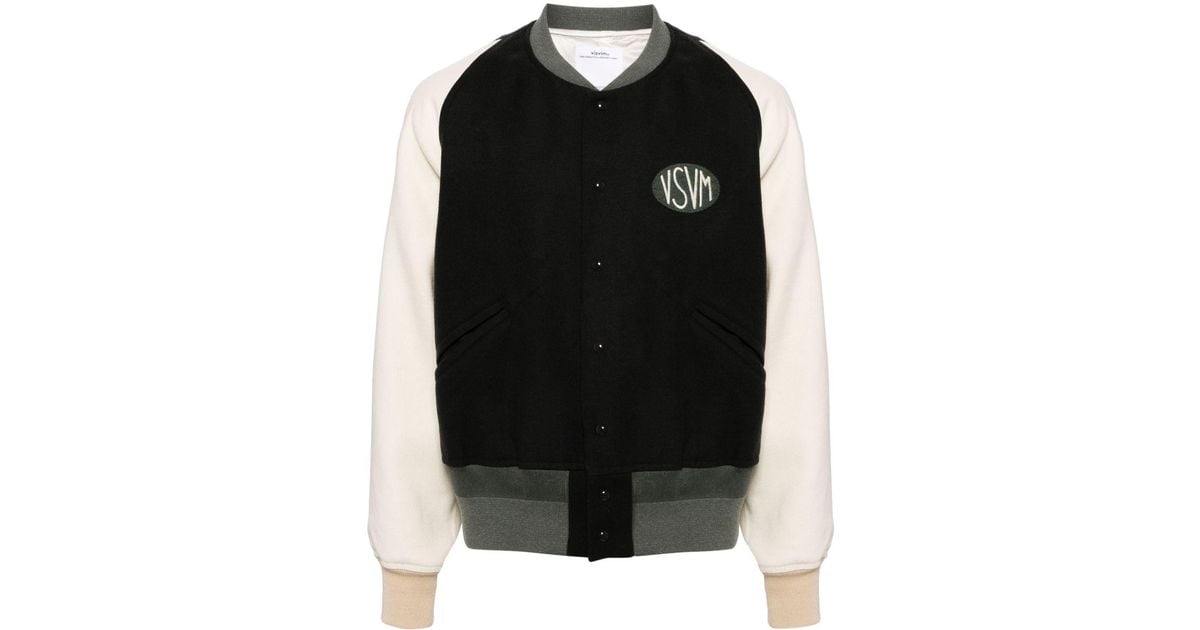 Visvim Logo-Patch Felted Varsity Jacket in Black for Men | Lyst