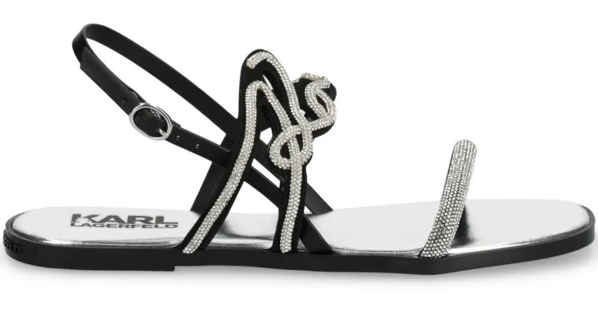 KARL LAGERFELD Logo-Lettering Sandals in White | Lyst