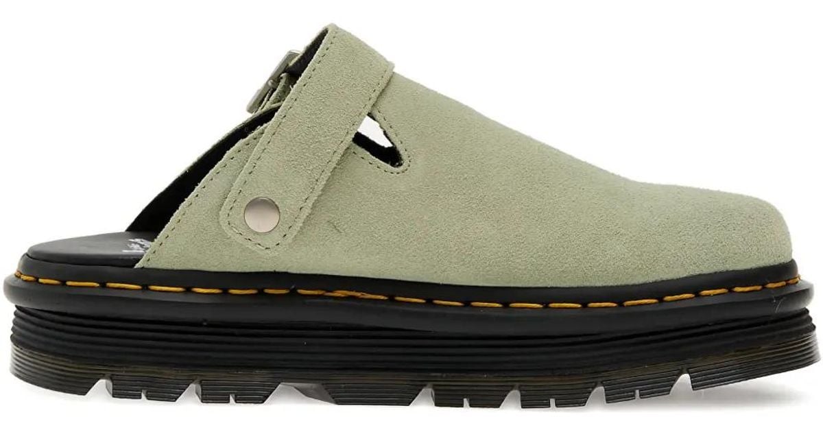 Dr. Martens Zebzag Buckle-Fastening Platform Flat Mules in Green | Lyst UK