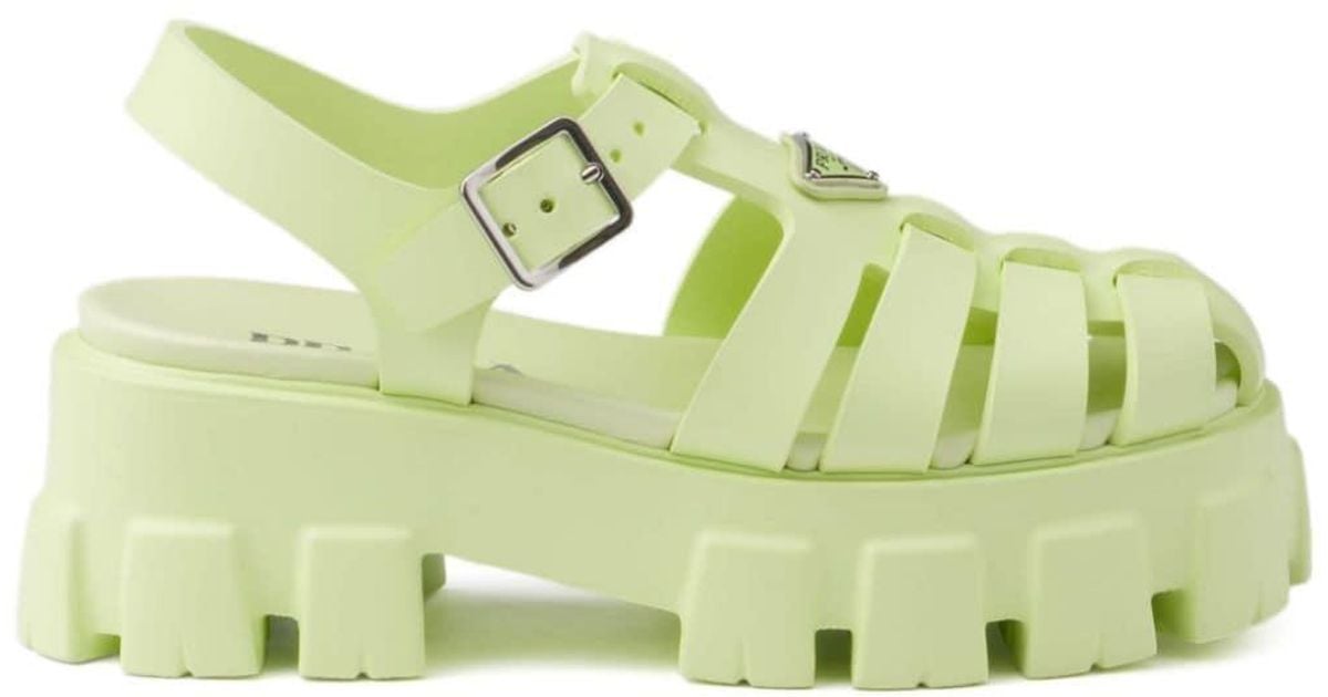Prada Rubber Platform Sandals 55 in Green | Lyst