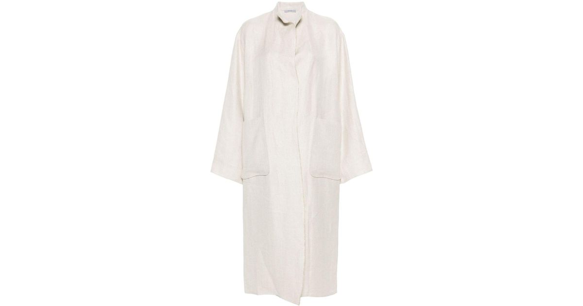 Dusan Herringbone-pattern Linen Coat in White | Lyst