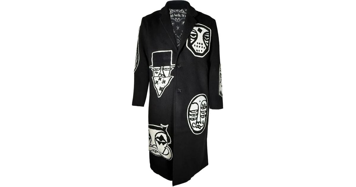 Haculla Time Capsule Graphic Appliqué Coat in Black for Men | Lyst UK