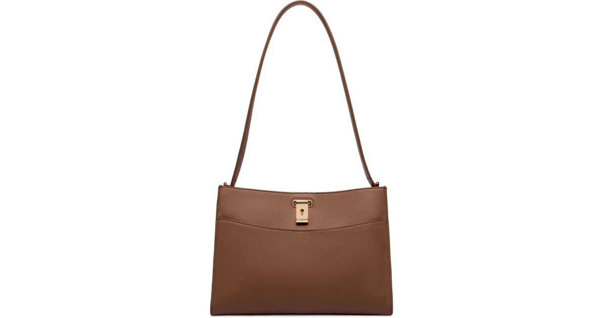 Bally Lock Me Leather Shoulder Bag in Brown | Lyst