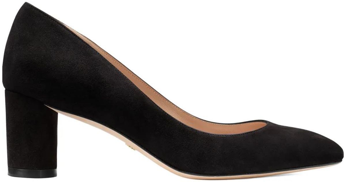 Stuart Weitzman Amata 60 Almond-Toe Block-Heel Pumps in Black | Lyst UK