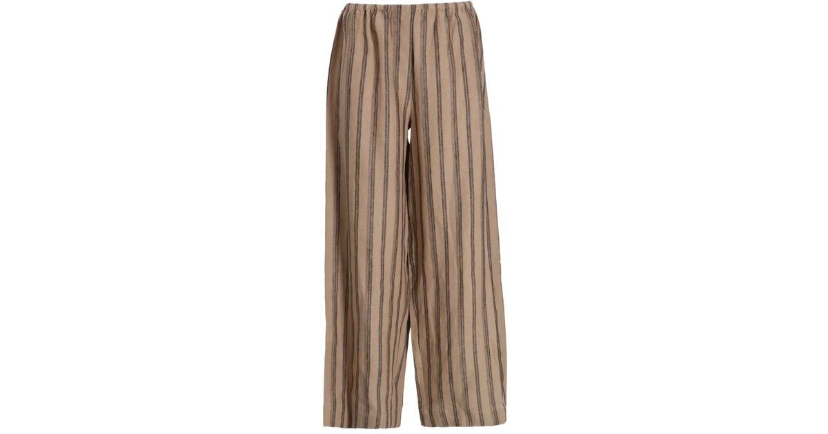 STAUD Bonfire Striped Linen Trousers in Brown | Lyst UK