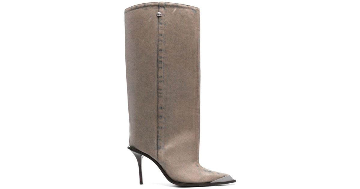 DIESEL Denim Coated Stiletto Ankle Boots in Natural | Lyst