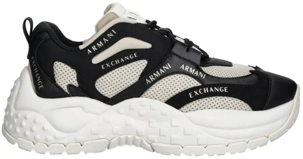 ARMANI EXCHANGE Logo-Lettering Lace-Up Sneakers in Black | Lyst UK