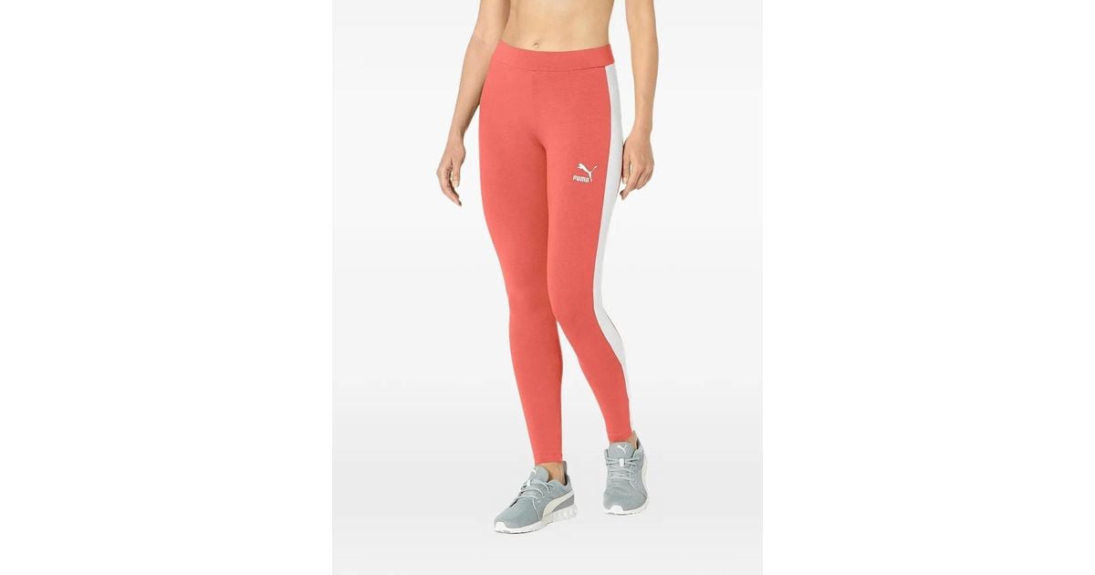 PUMA Logo Stripe Leggings in Red | Lyst UK