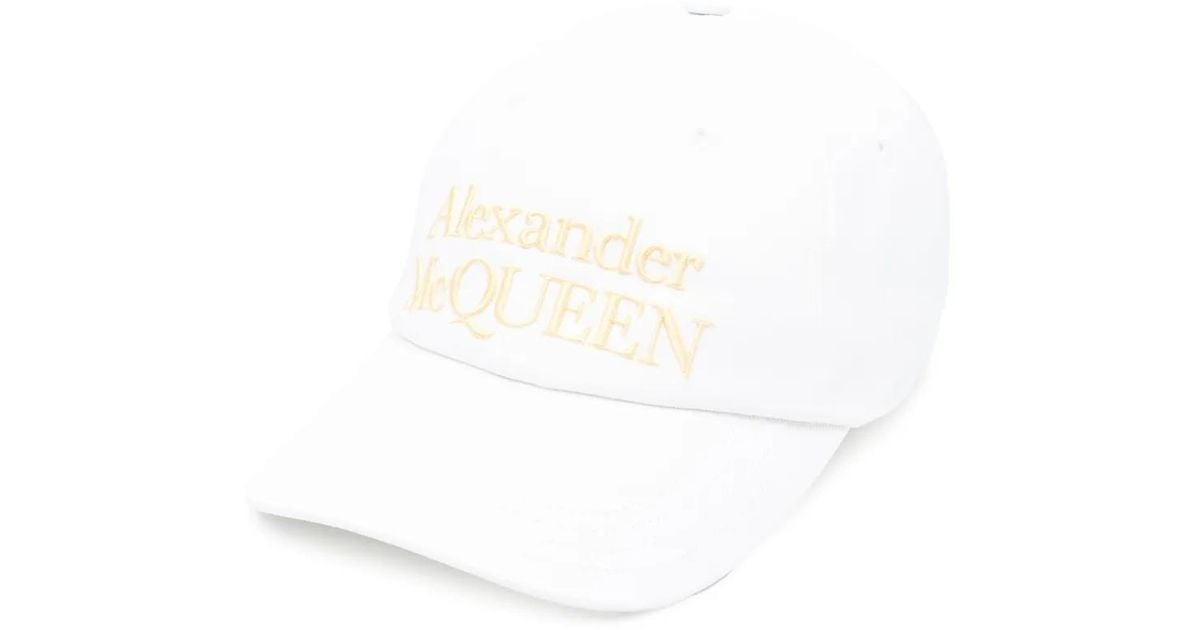 McQueen Embroidered-Logo Cotton Cap in White for Men | Lyst