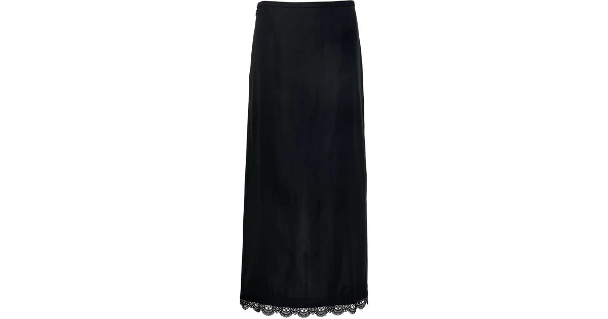 Renli Su Lace-detailing Wool Skirt in Black | Lyst UK