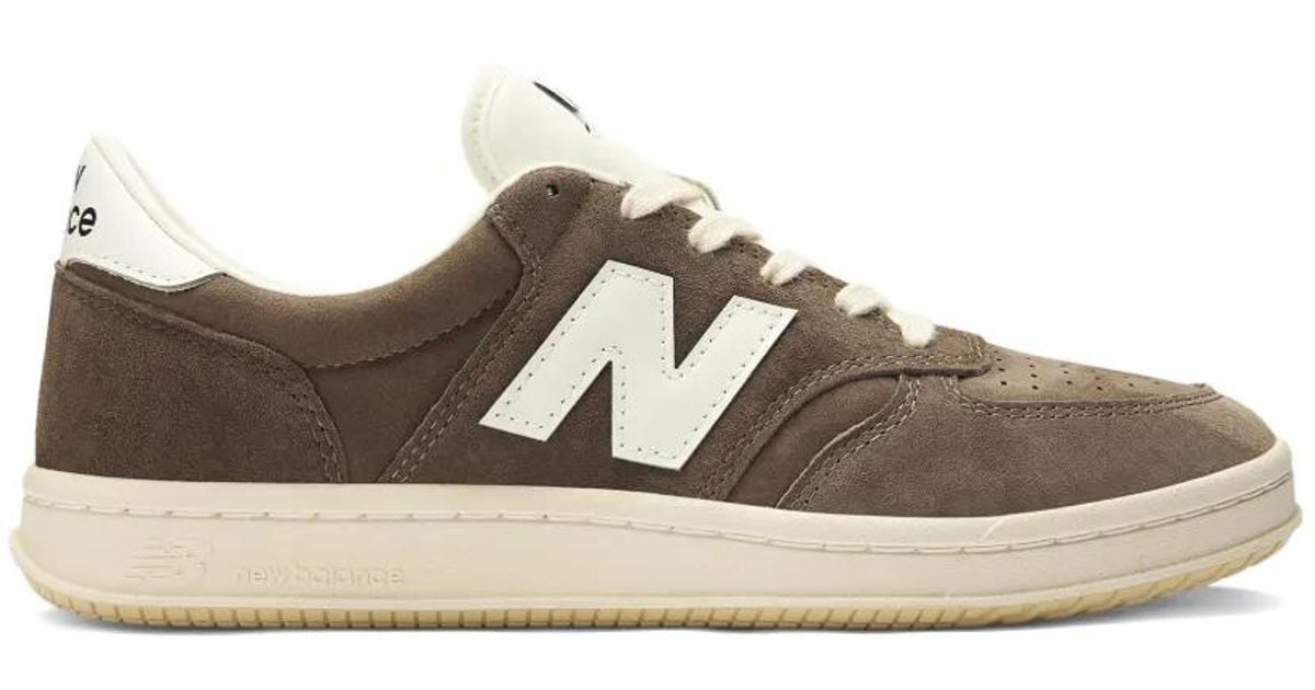 New Balance T500 Perforated-Detail Suede Sneakers in Brown | Lyst UK