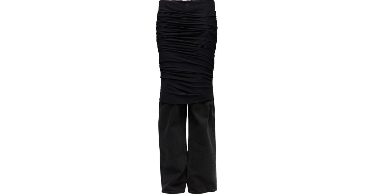 MM6 by Maison Margiela Gathered Jeans in Black | Lyst UK