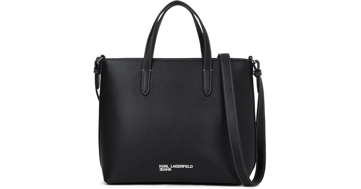 KARL LAGERFELD Mini Logo-Print Tote Bag in Black | Lyst UK