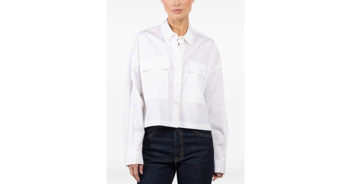 Arlo Mott Pocket-Detail Cropped Shirt in White | Lyst UK