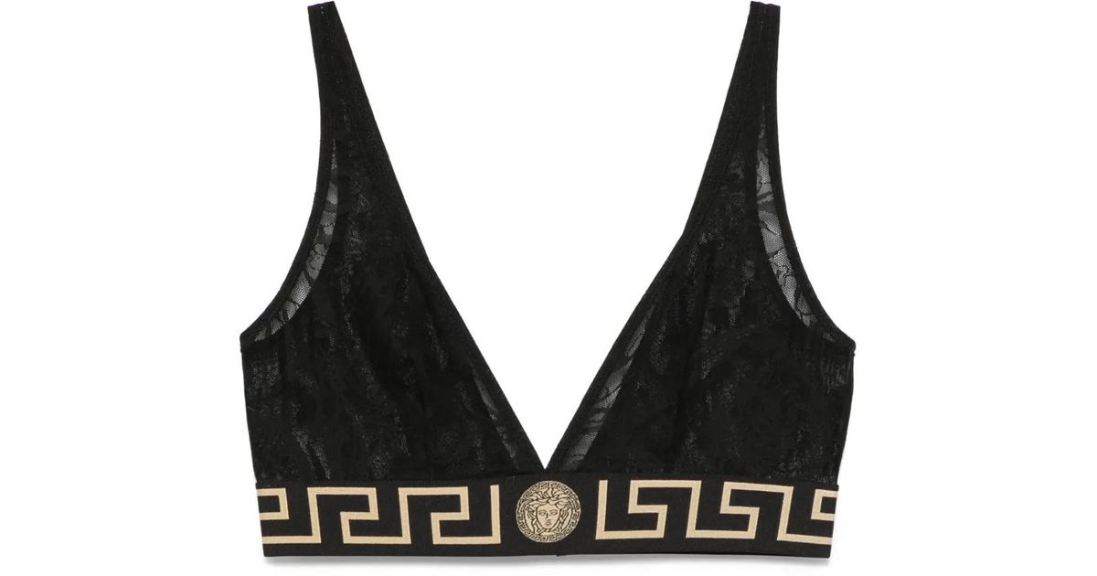 Versace Greca-Border Bralette in Black | Lyst