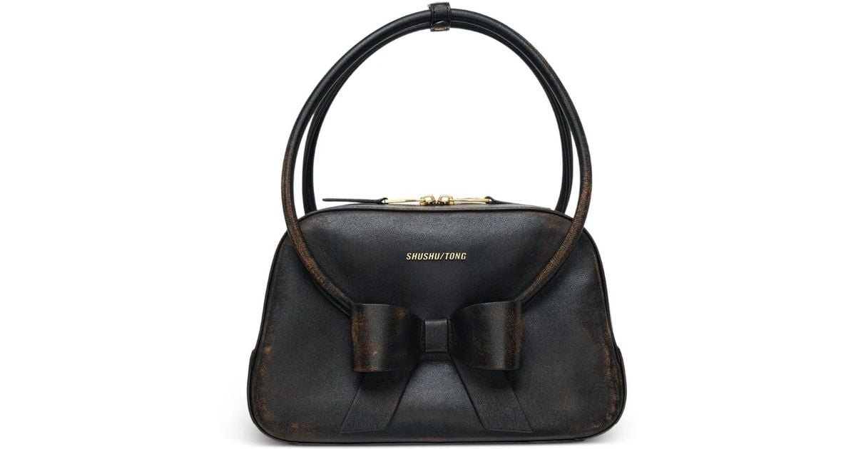 ShuShu/Tong Bow Ring-Handle Shoulder Bag in Black | Lyst