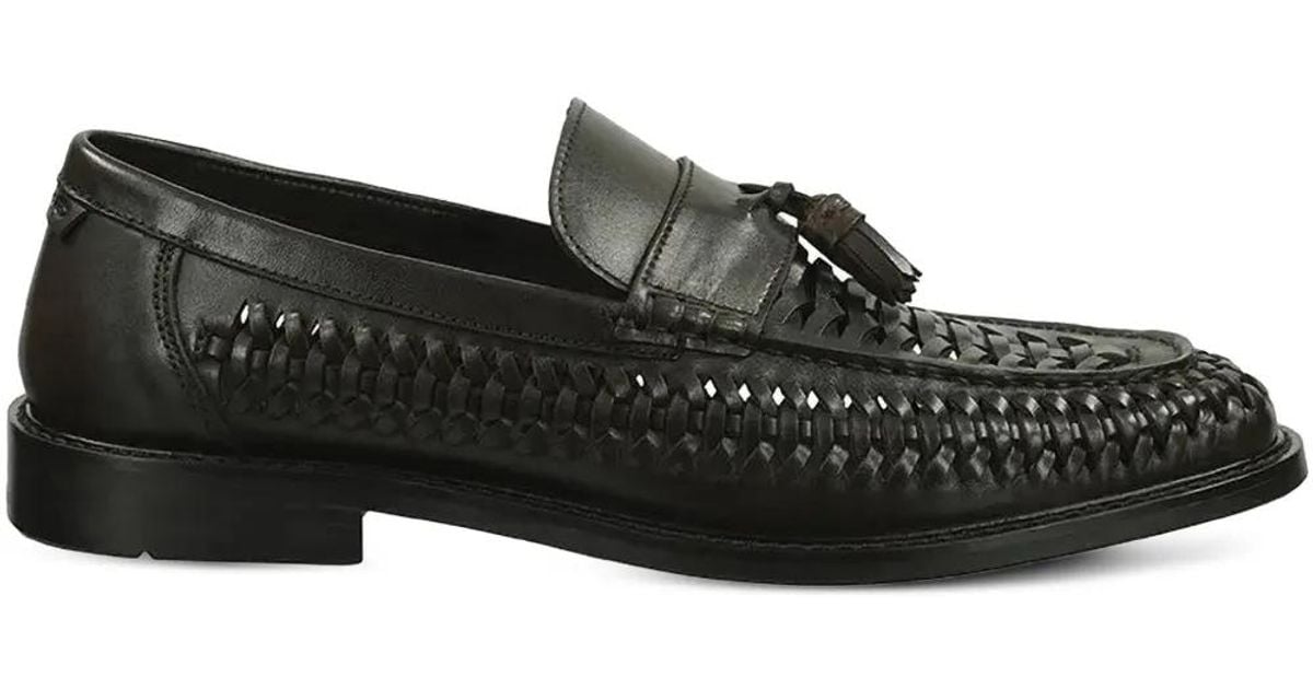 GANT Woven Leather Loafers in Black for Men | Lyst