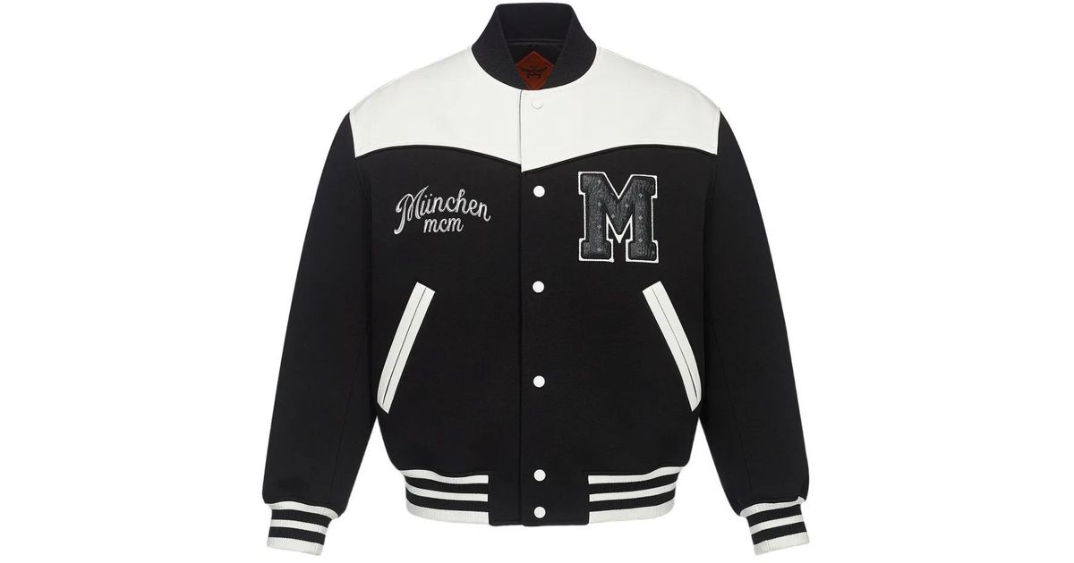 MCM München Ponte Varsity Bomber Jacket in Black | Lyst UK