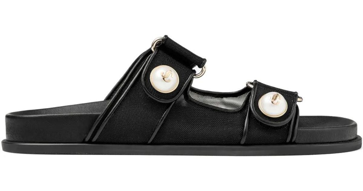 Jimmy Choo Fayence Pearl-Embellished Sandals in Black | Lyst