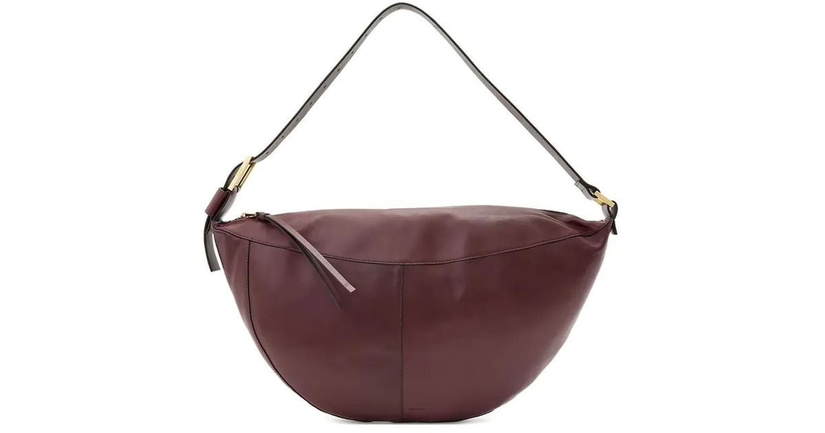 AllSaints Luna Slouchy Leather Shoulder Bag in Purple | Lyst