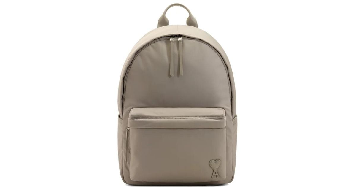 Ami Paris Marcel Padded Logo-Patch Backpack in Gray | Lyst