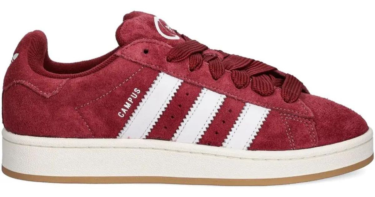 adidas Campus 00S Three-Stripe Suede Sneakers in Red | Lyst