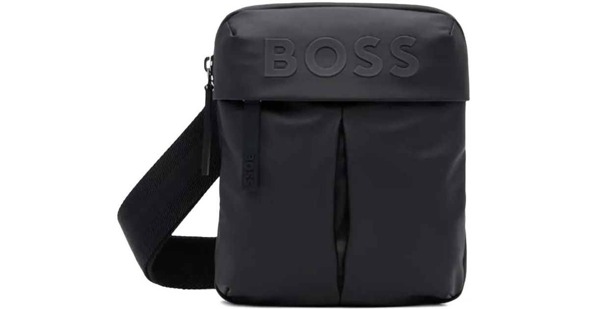 BOSS Logo-Emed Shoulder Bag in Black for Men | Lyst