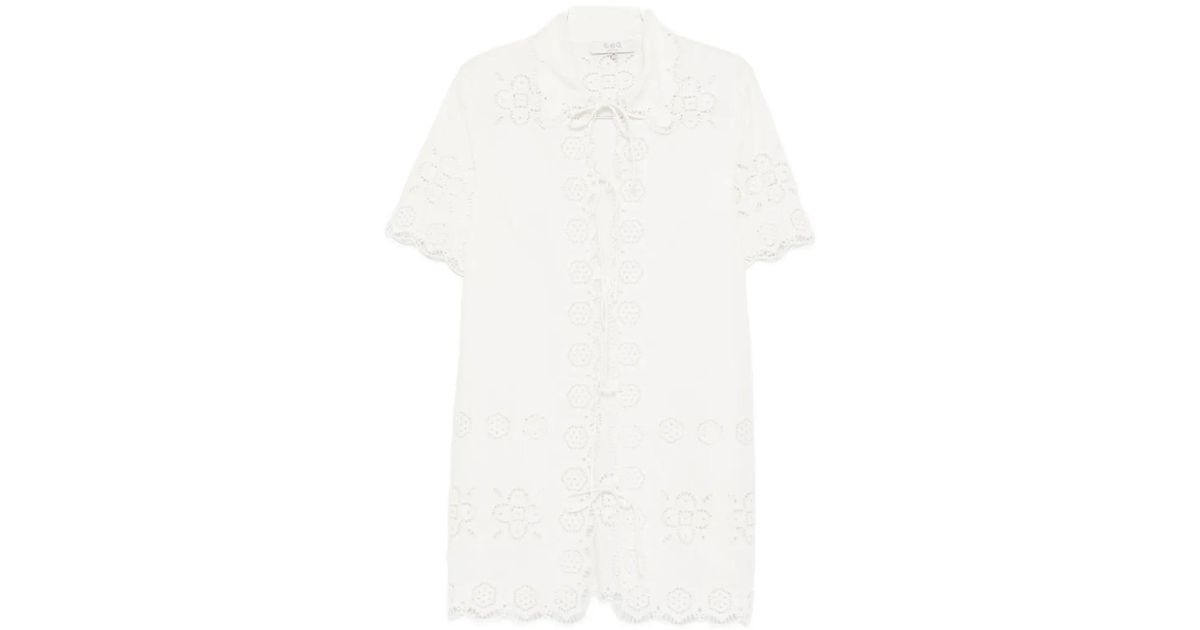 Sea Floral Lace-Up Beach Dress in White | Lyst UK