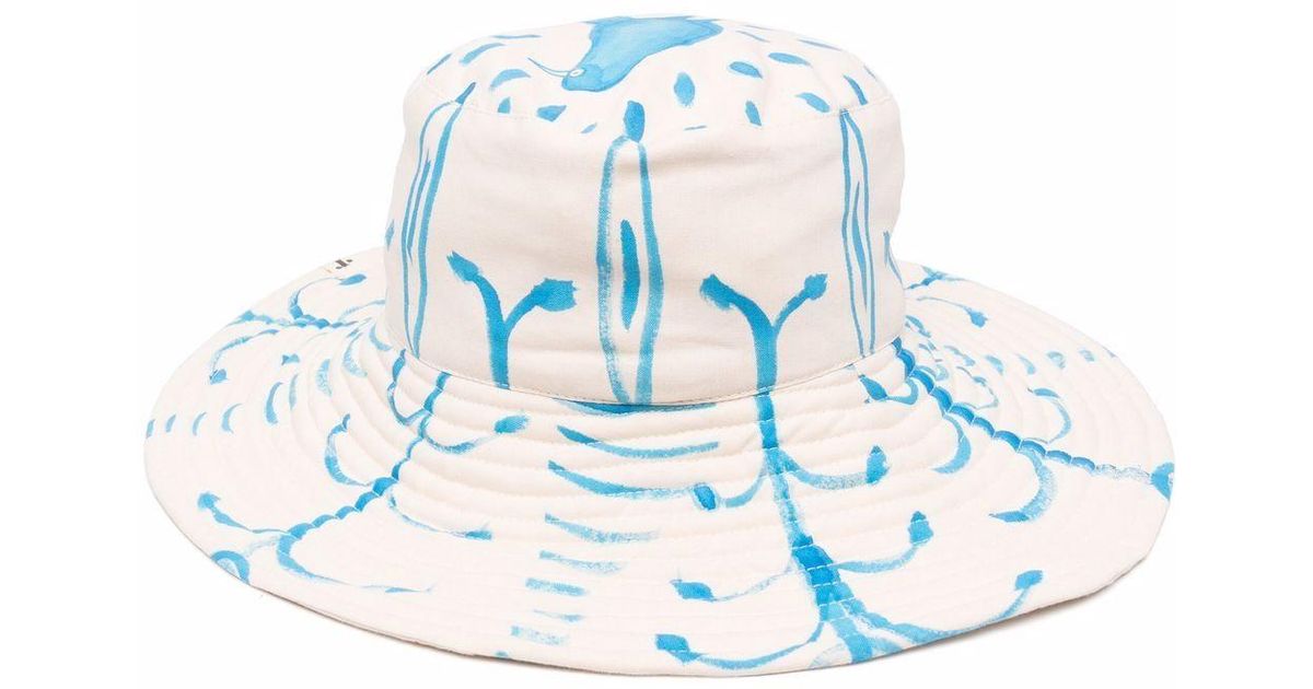 Romualda Cotton Patterned Wide-brim Sun Hat in Blue | Lyst