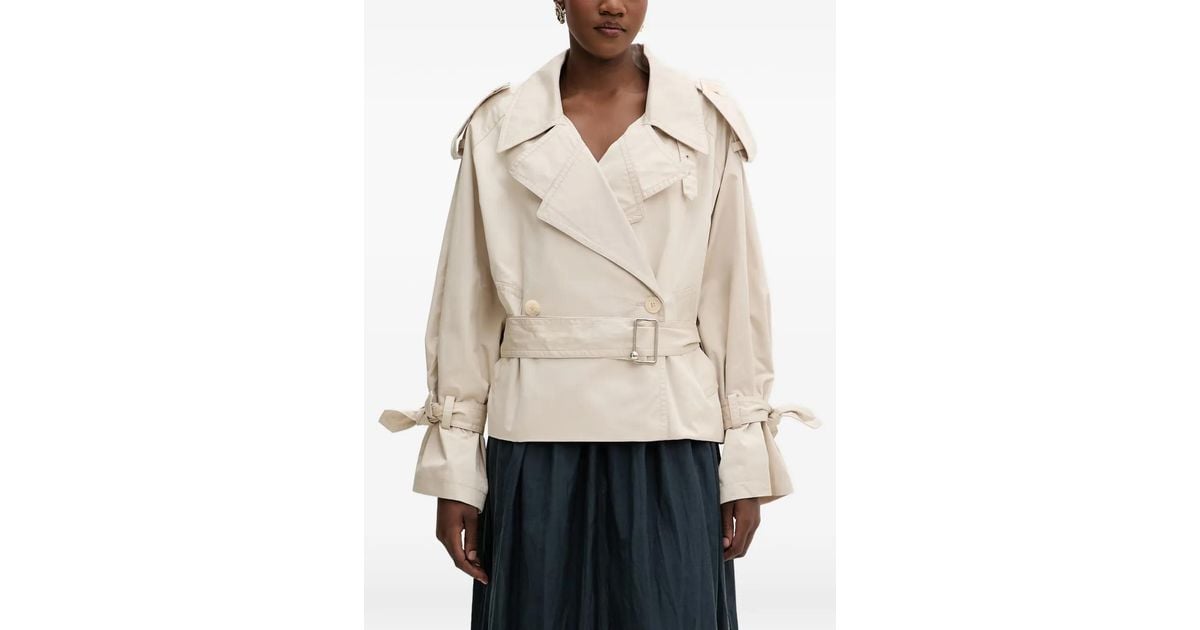 Isabelle Blanche Cropped Trench Coat in Natural | Lyst UK