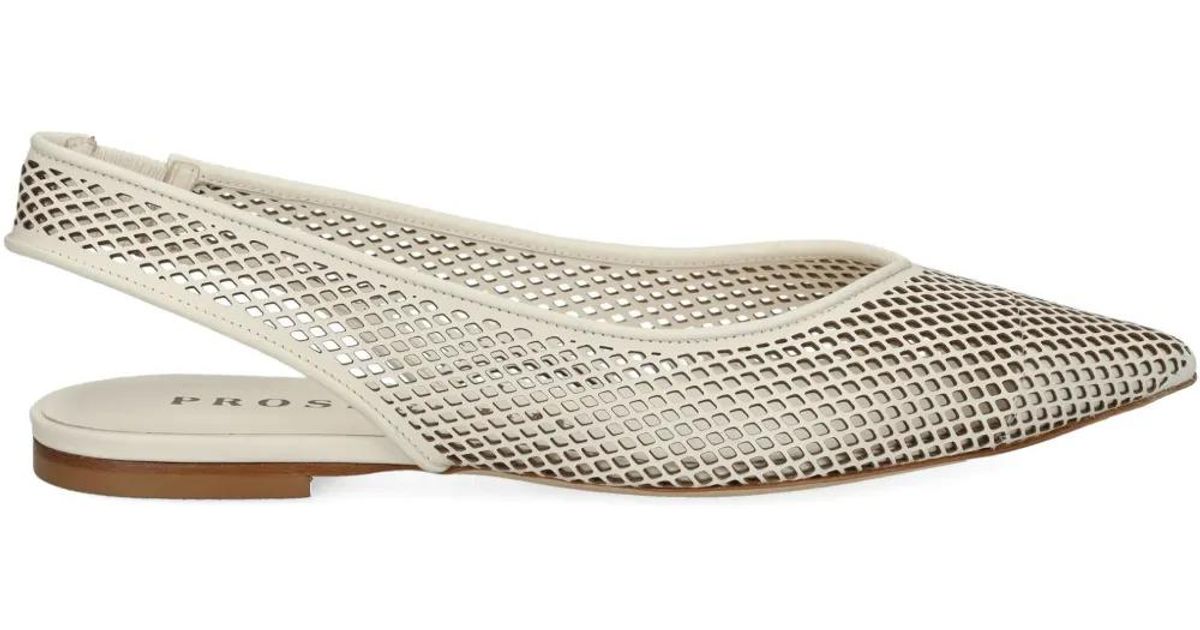 PROSPERINE® Mesh Slingback Flat Pumps in White | Lyst