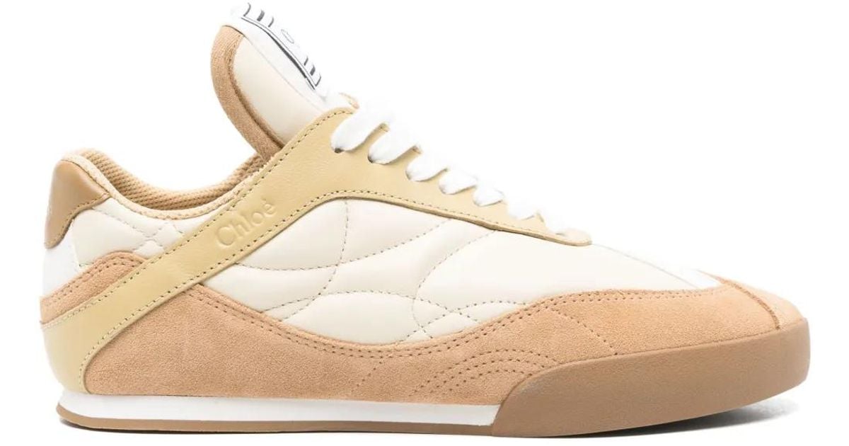 Chloé Quilted-Panel Sneakers in Natural | Lyst