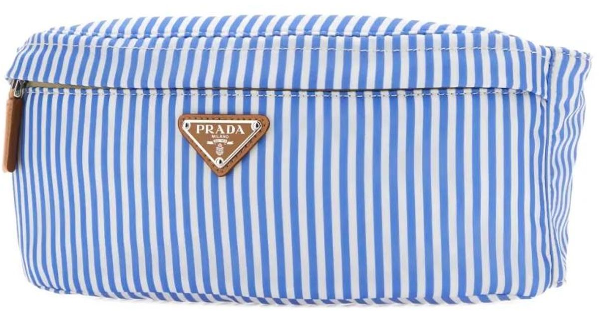 Prada Striped-Pattern Belt Bag in Blue for Men | Lyst UK