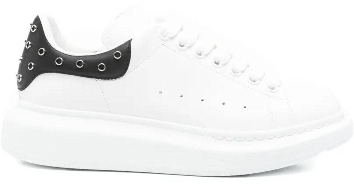McQueen Eyelet-Details Lace-Up Sneakers in White | Lyst UK