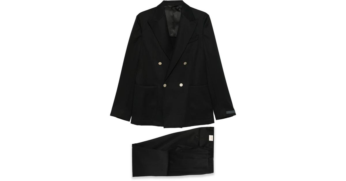 Briglia 1949 Bolgheri Wool Double-Breasted Suits in Black for Men | Lyst UK