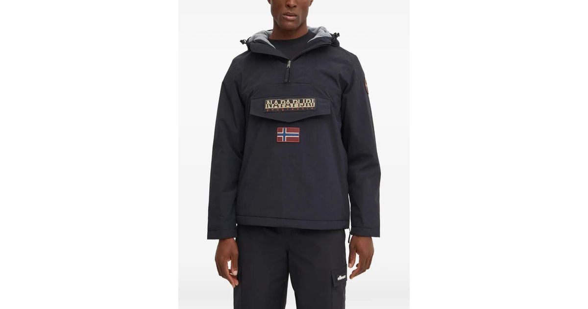 Napapijri Logo-Patch Hooded Jacket in Black for Men | Lyst UK