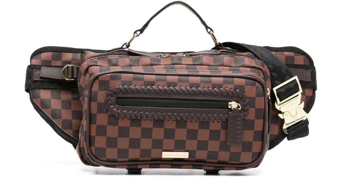 Sprayground Core-Embossed Check Belt Bag in Brown for Men | Lyst