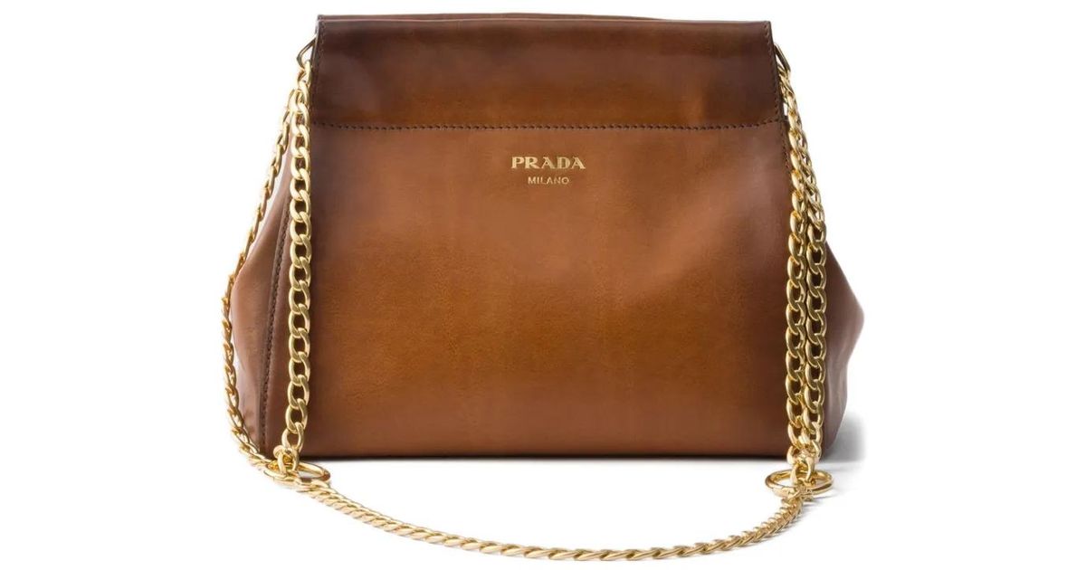Prada Mini Enchaîné Chain-Strap Shoulder Bag in Brown | Lyst