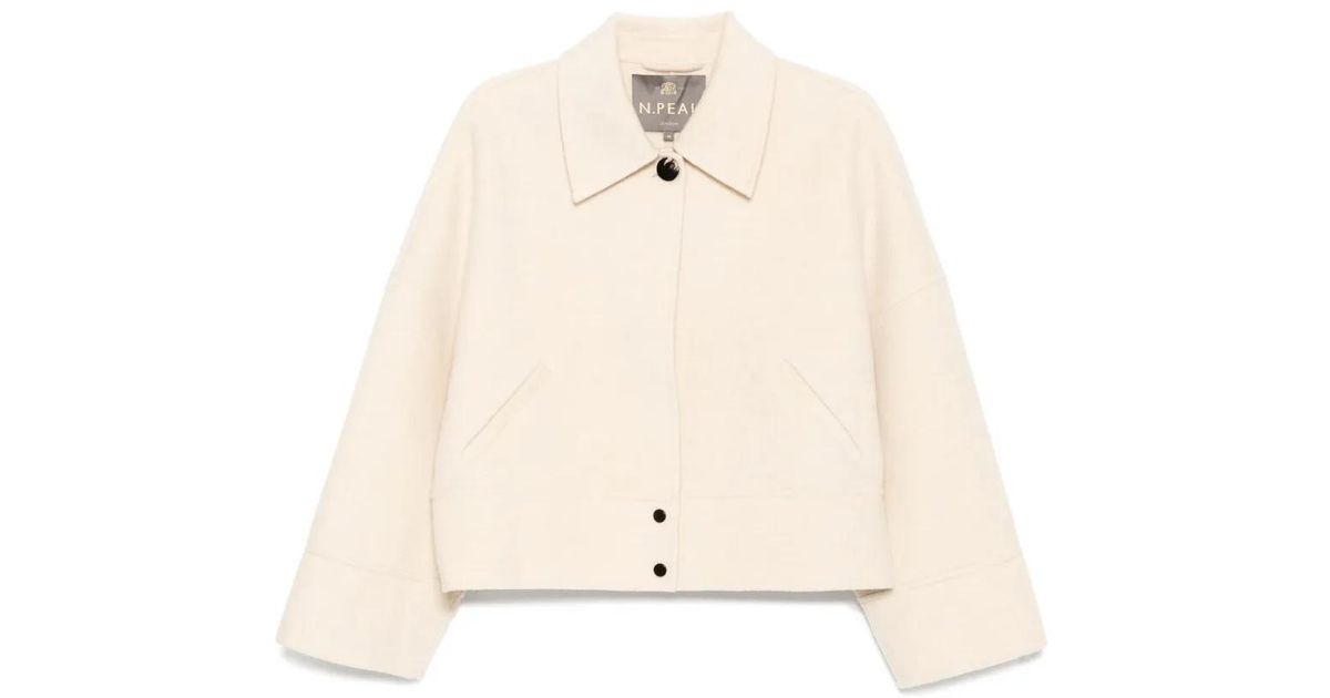 N.Peal Cashmere Cash Short Jacket in Natural | Lyst UK