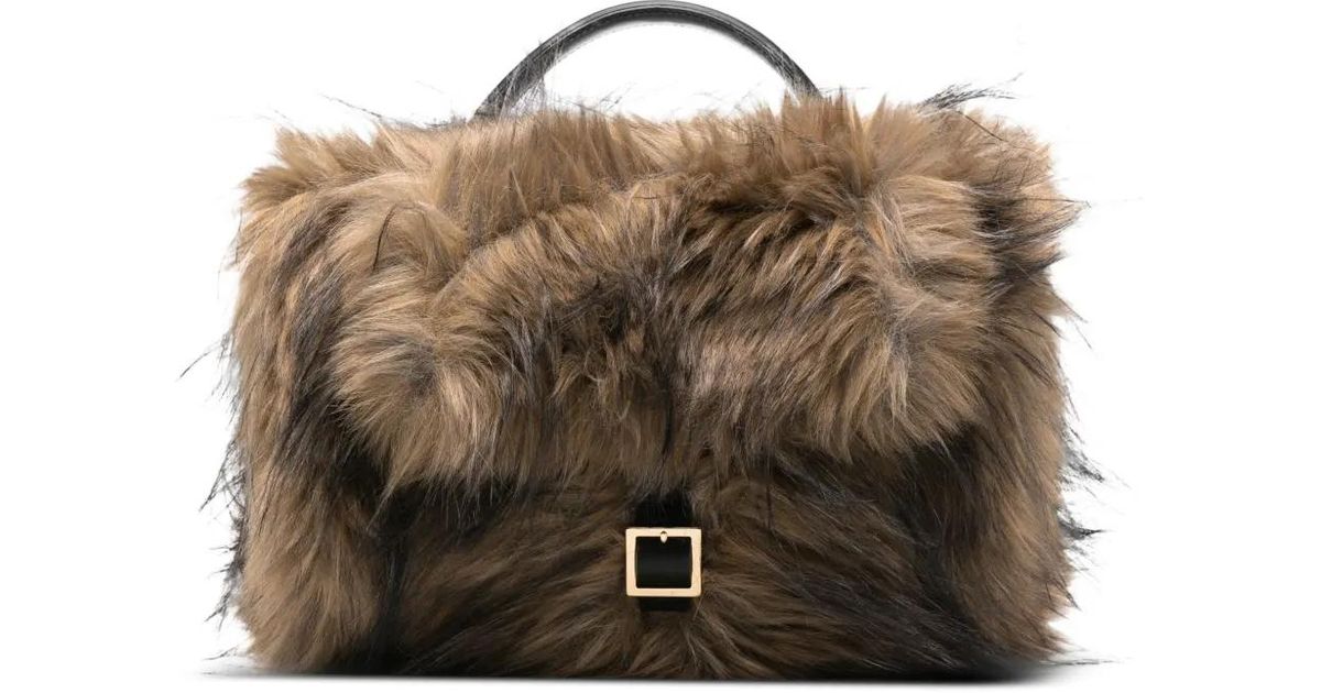 Sacai Faux Fur Tote Bag in Brown | Lyst UK