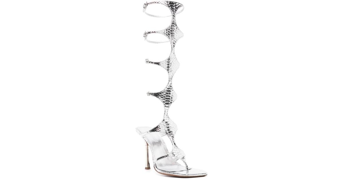 Paris Texas Uma 100Mm Metallic Sandals in White | Lyst UK