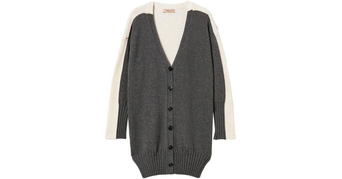 Twinset Colour-Block Cardigan in Grey | Lyst UK