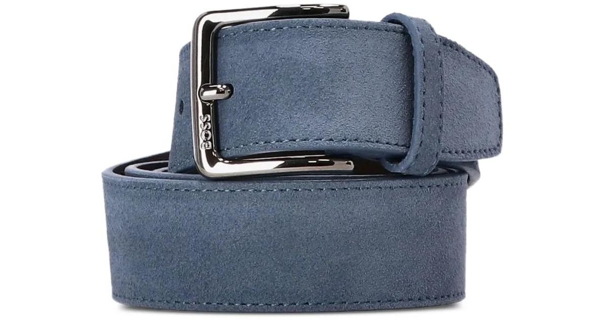 BOSS Leather Belt in Blue for Men | Lyst UK